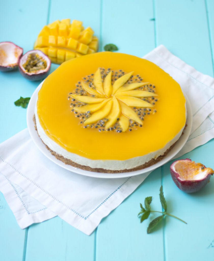 Mango Quark Torte mit Passionsfrucht - TRYTRYTRY